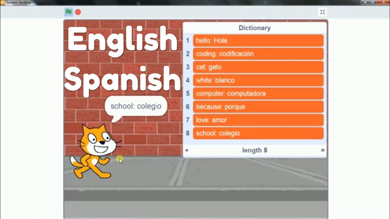 English - Spanish Dictionary (Scratch) - YouTube