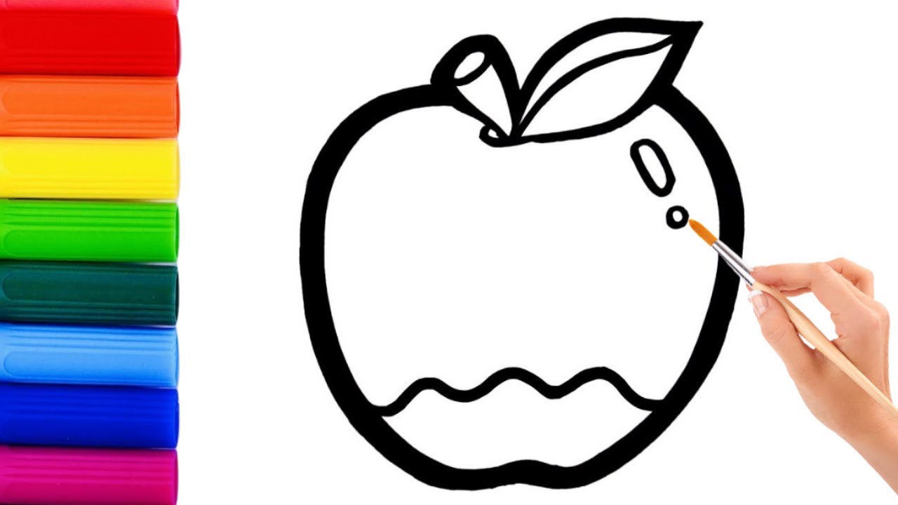 How to draw Apple - Coloring for kids & toddlers | Apple Drawing _Child ...
