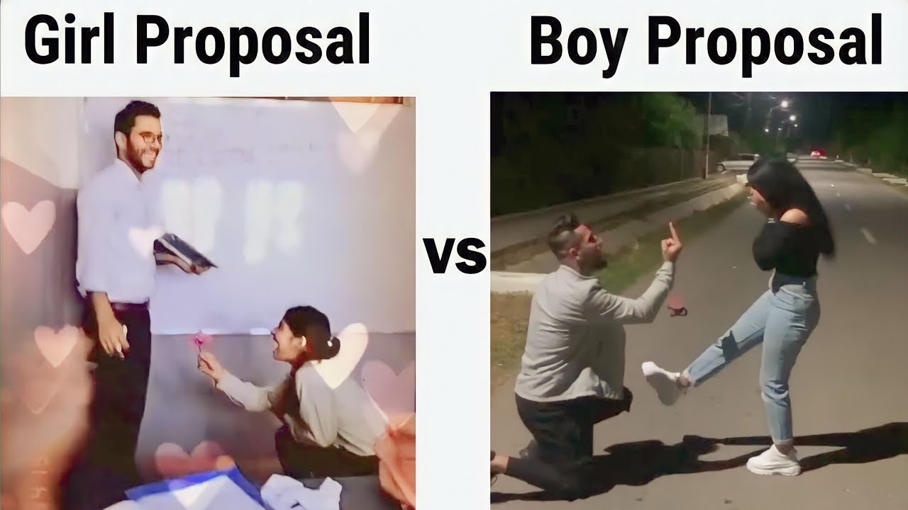 Girls Proposal👩‍ ️‍👨 VS Boys Proposal🖕🏻😂 #proposal #love #romantic ...