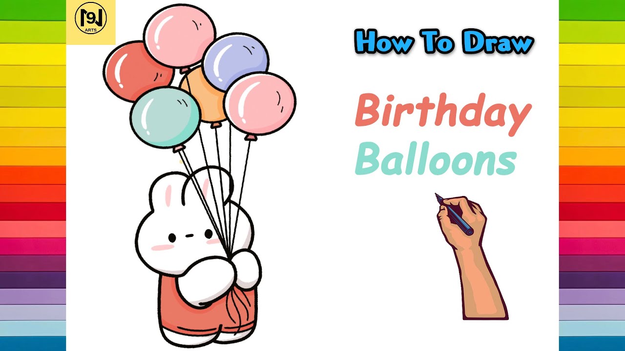How to draw a Birthday Balloons easy | No.9 ARTS - YouTube