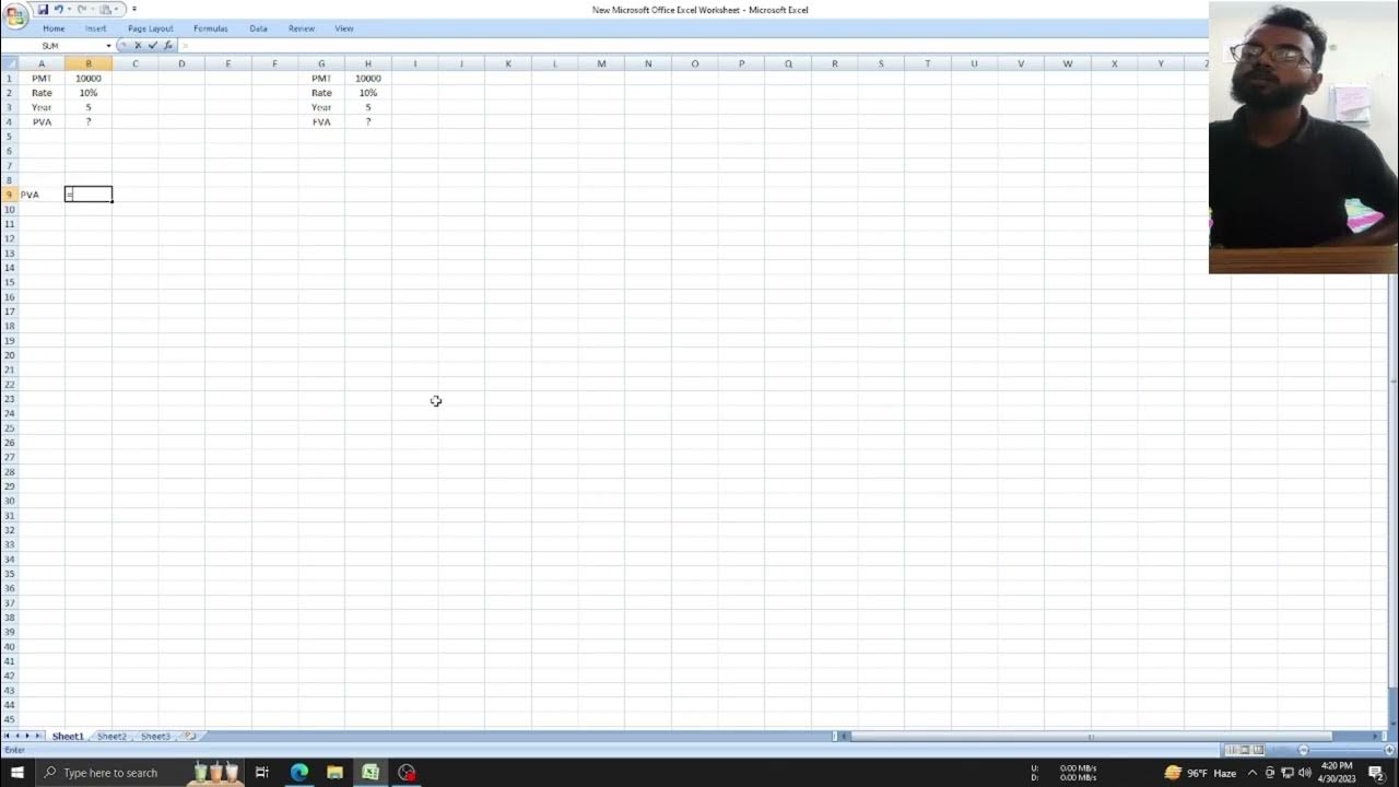 How to calculate PV, FV, FVA & PVA in excel sheet - YouTube