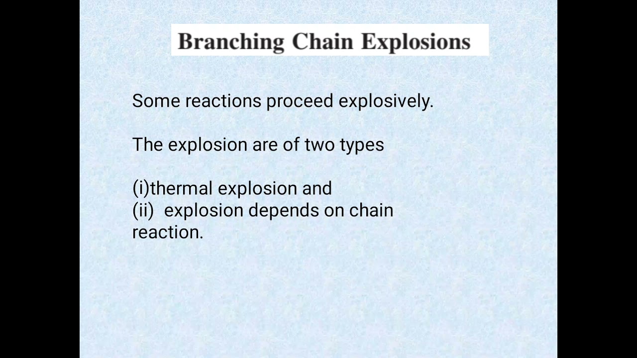 Branching Chain Explosions M Sc Chemistry - YouTube