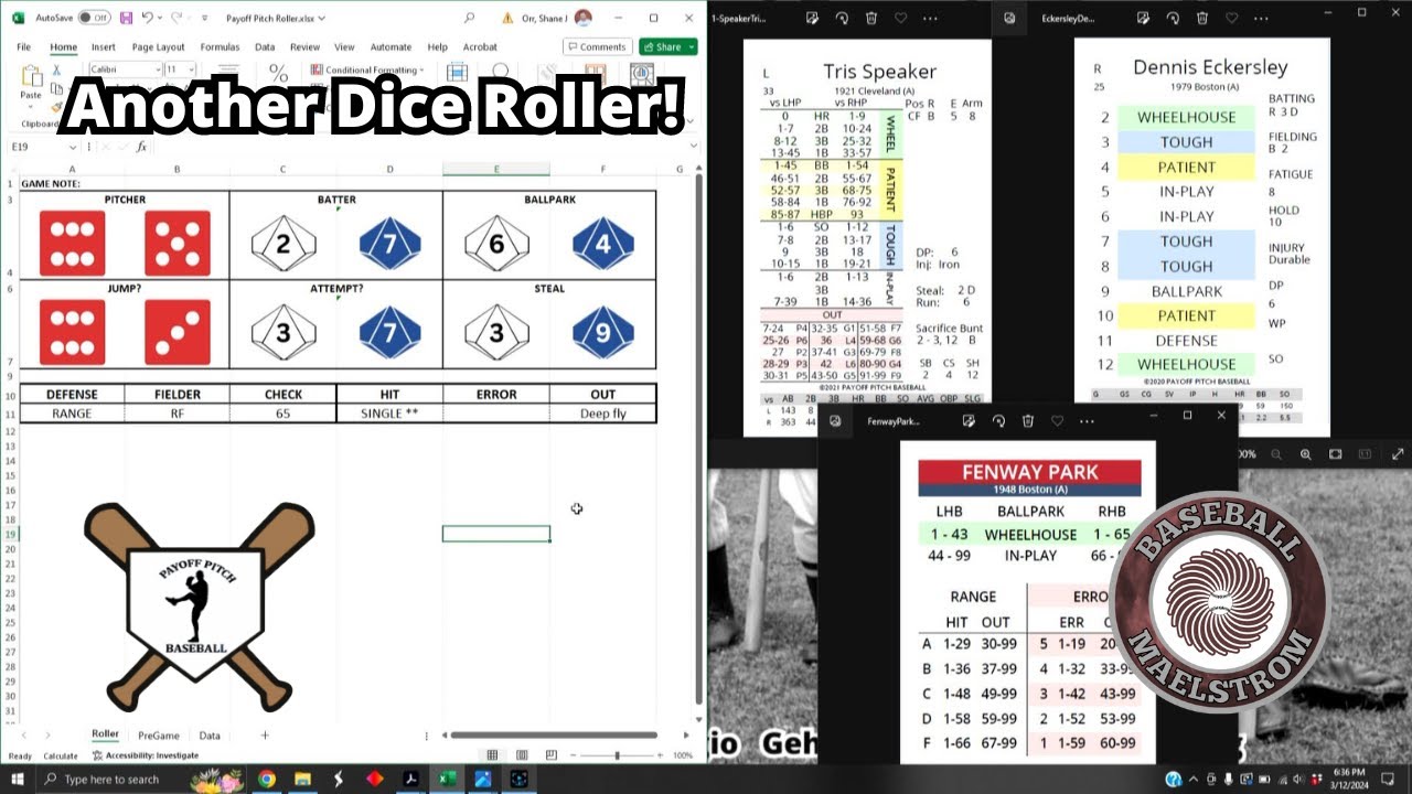 Payoff Pitch Baseball Excel Dice Roller - YouTube