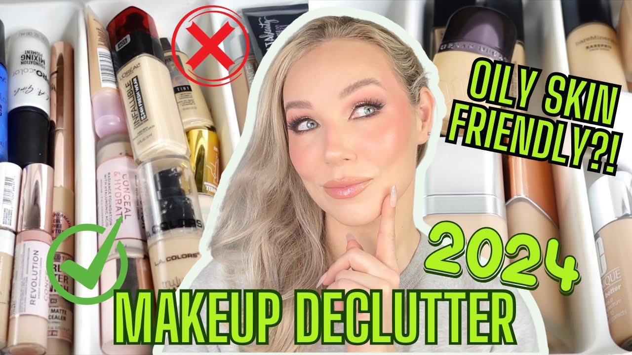 MAKEUP COLLECTION & DECLUTTER 2024 / ALL Concealers & Foundations / What's OILY SKIN FRIENDLY ...
