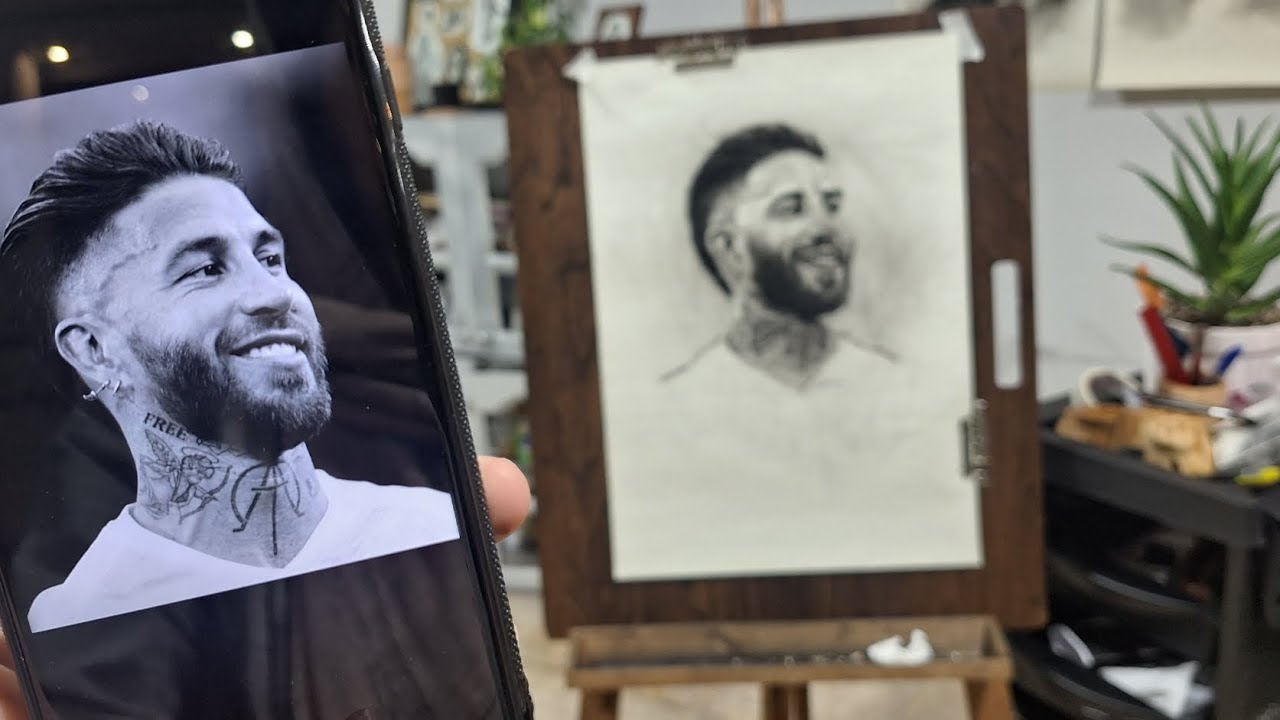 Sergio Ramos drawing portrait - YouTube