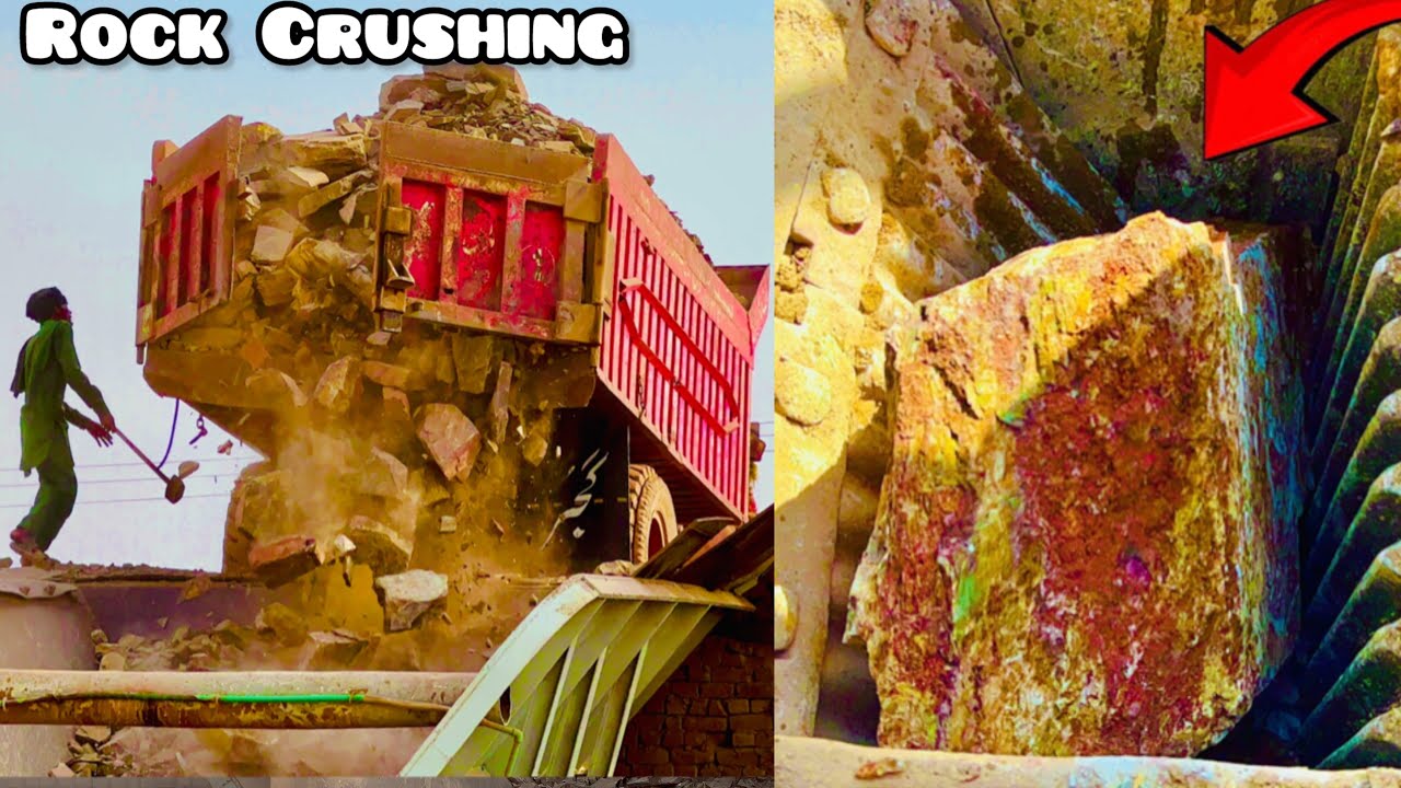 Rock crushing in action!stone crushing masheen working process # ...