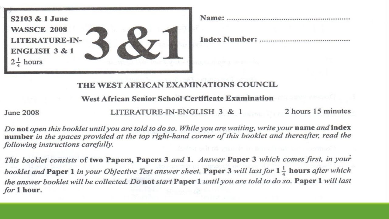 WASSCE WAEC LITERATURE IN ENGLISH PAST QUESTIONS AND ANSWERS YouTube WASSCE WAEC LITERATURE IN ENGLISH PAST QUESTIONS AND ANSWERS YouTube
