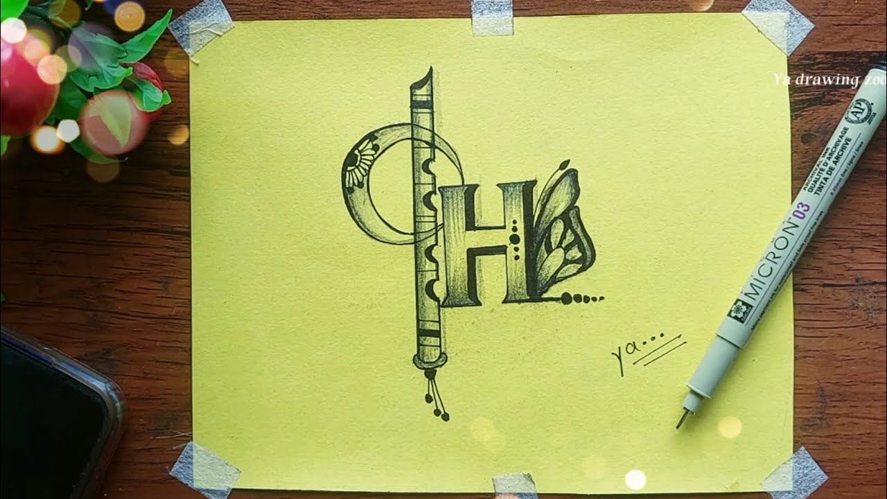 How to make amazing H letter tattoo drawing with pencil || best pencil ...
