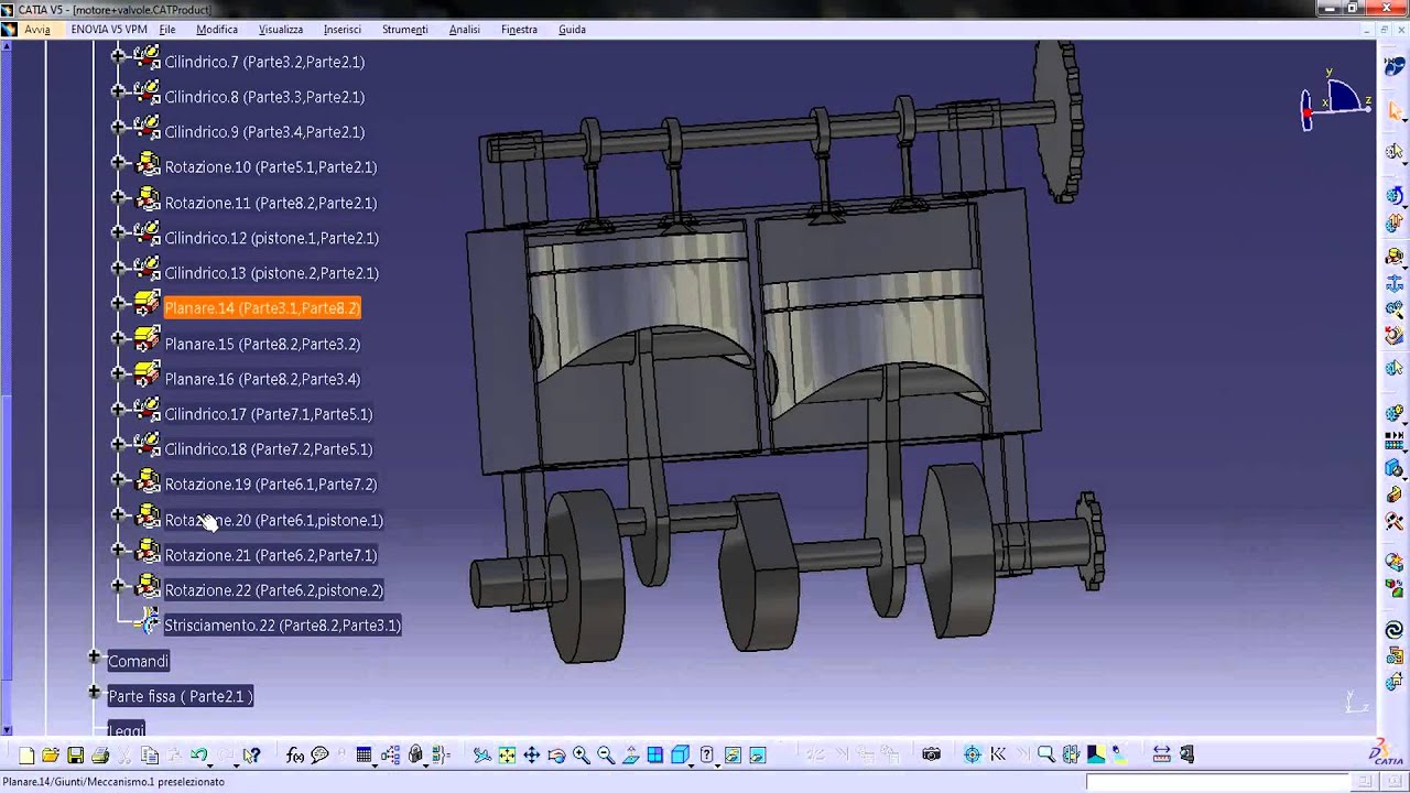 BICILINDRICO SIMULAZIONE AL CATIA - YouTube