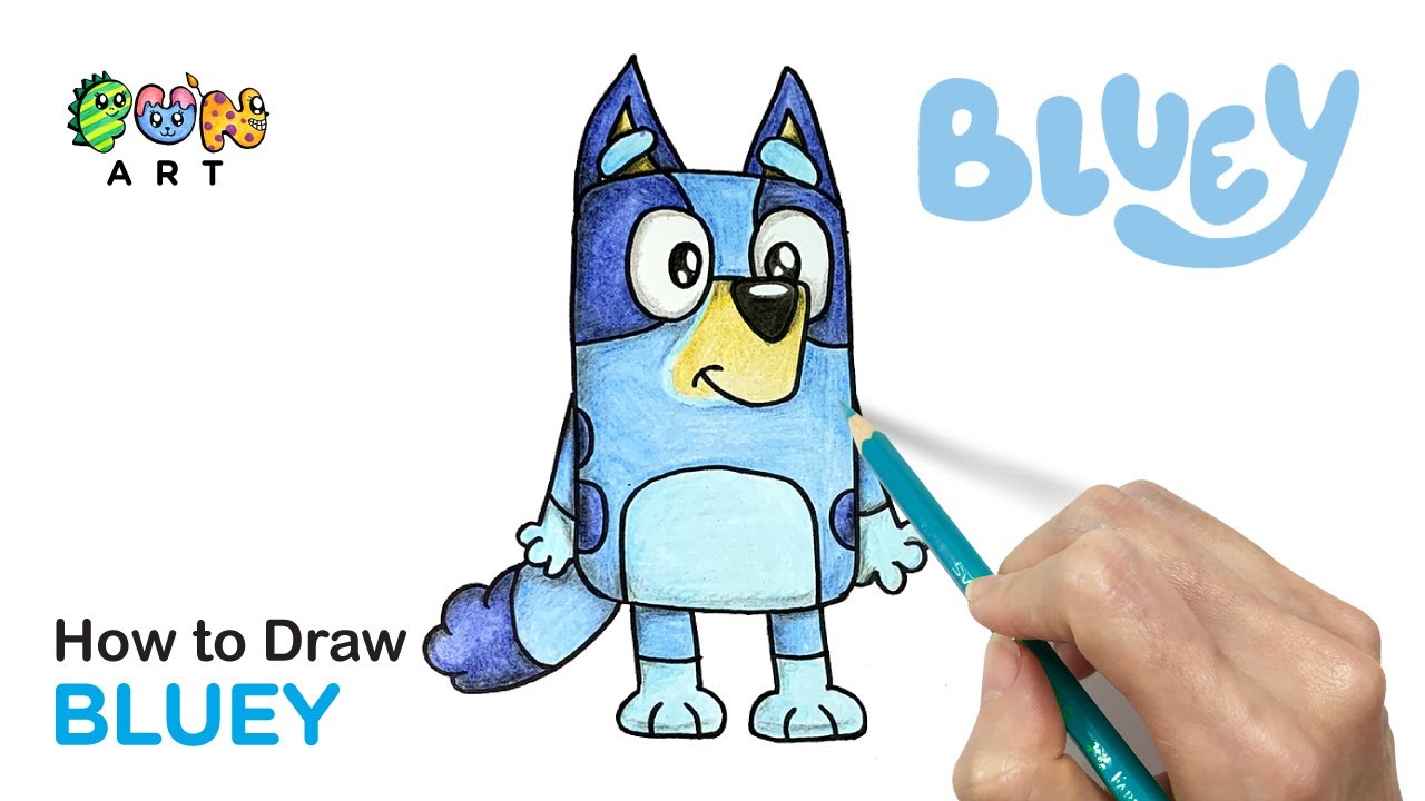 How To Draw BLUEY | DISNEY | CARTOON | VERY EASY~! - YouTube