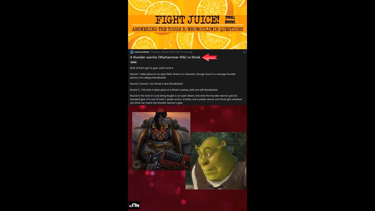 Fight Juice! Small Brawl: Thunder Warrior (Warhammer 40K) Vs Shrek ...
