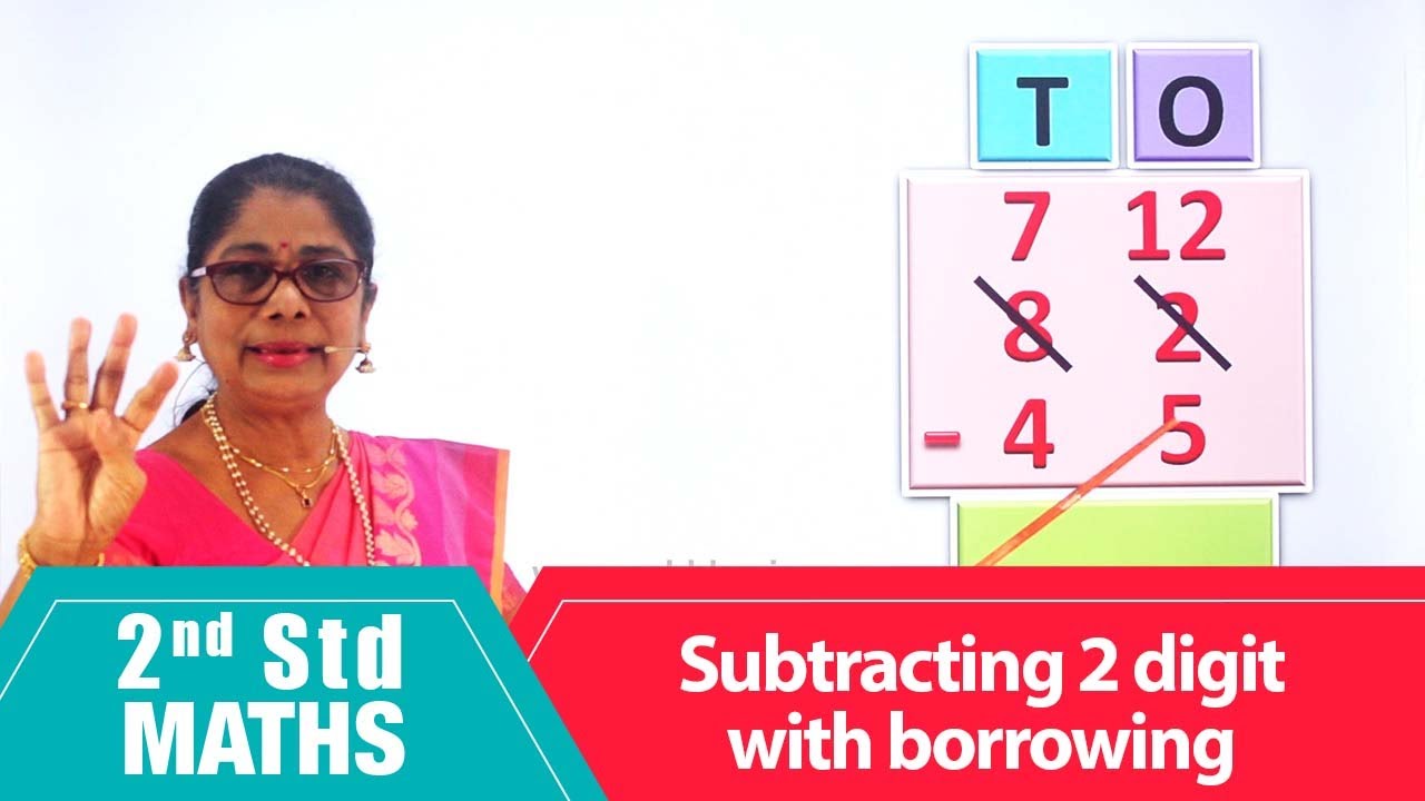 2nd Std Maths | Subtracting 2 digit with borrowing | Mathematics Class ...