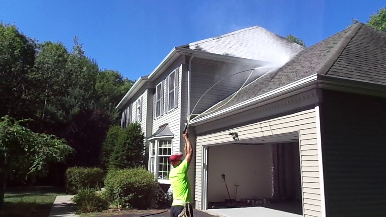 Earls power washing , soft washing a roof video 1 no ladders needed ...