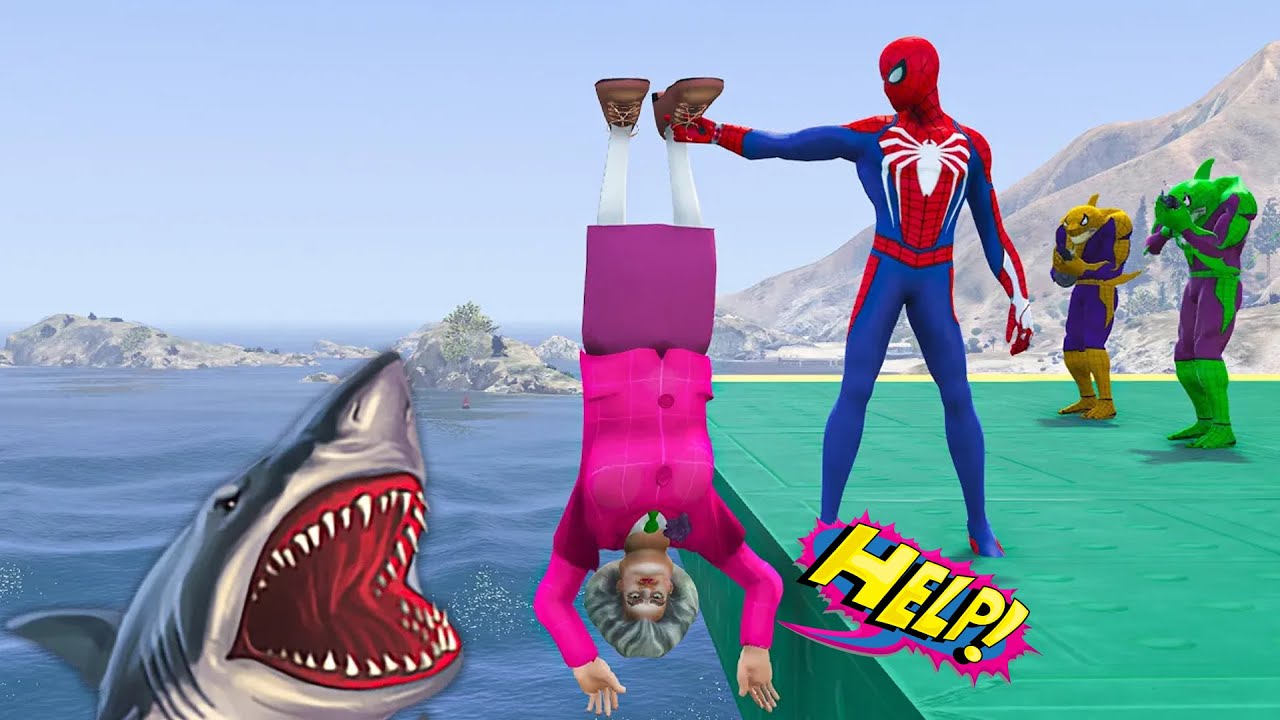 Scary Teacher 3D: Angry Shark Attacks - Shark Spider vs Spiderman - Let ...