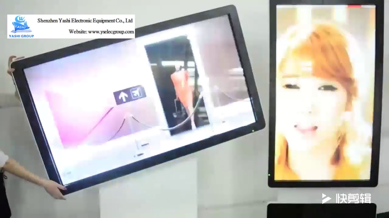 Split Screen 55 Inch Rotatable LCD Advertising Display Floor Standing ...