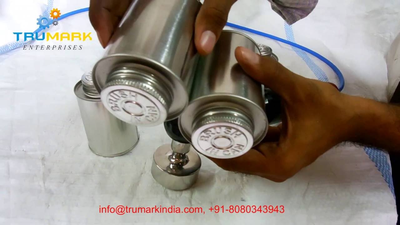 hand held capping machine for cpvc tin can, pneumatic capper - YouTube
