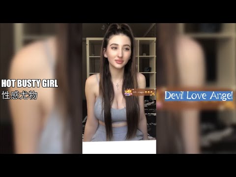 hot busty Russian girl downblouse & show boobs cleavage with sexy singlet  (2020-8-26) part 438