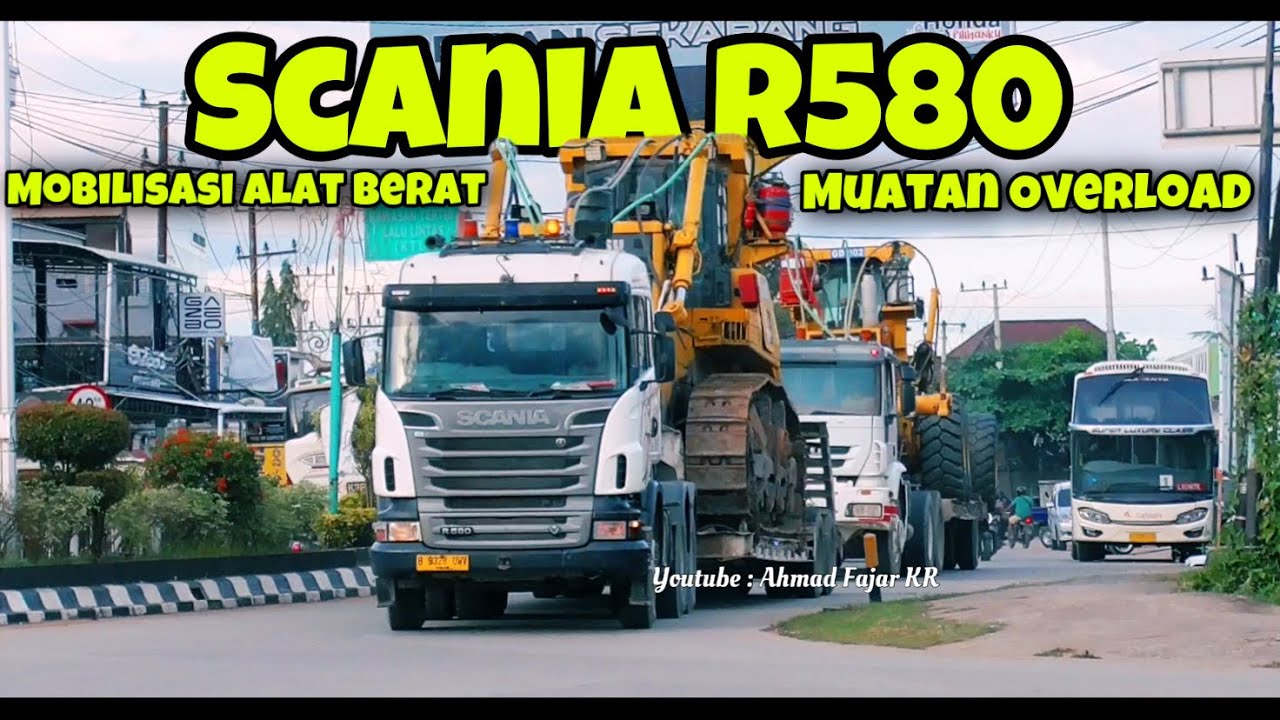 Scania R580 Muatan Overload Buldozer Komatsu 375, Melintasi Jalur Ramai ...