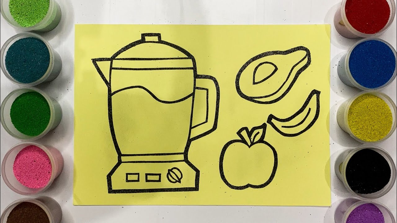 Menggambar Dan Mewarnai Blender Jus Dan Buah Untuk Anak | Belajar ...