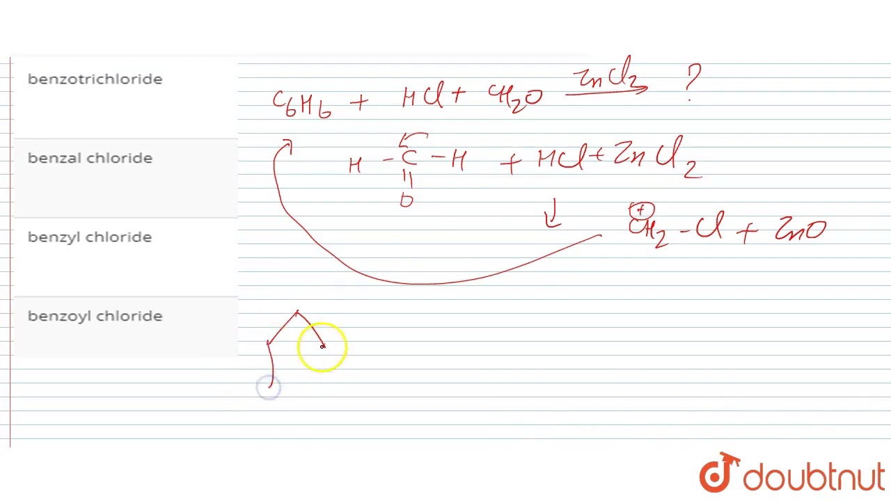 Benzne reacts with formaldehyde and dry `HCl` gas in the precence of ...