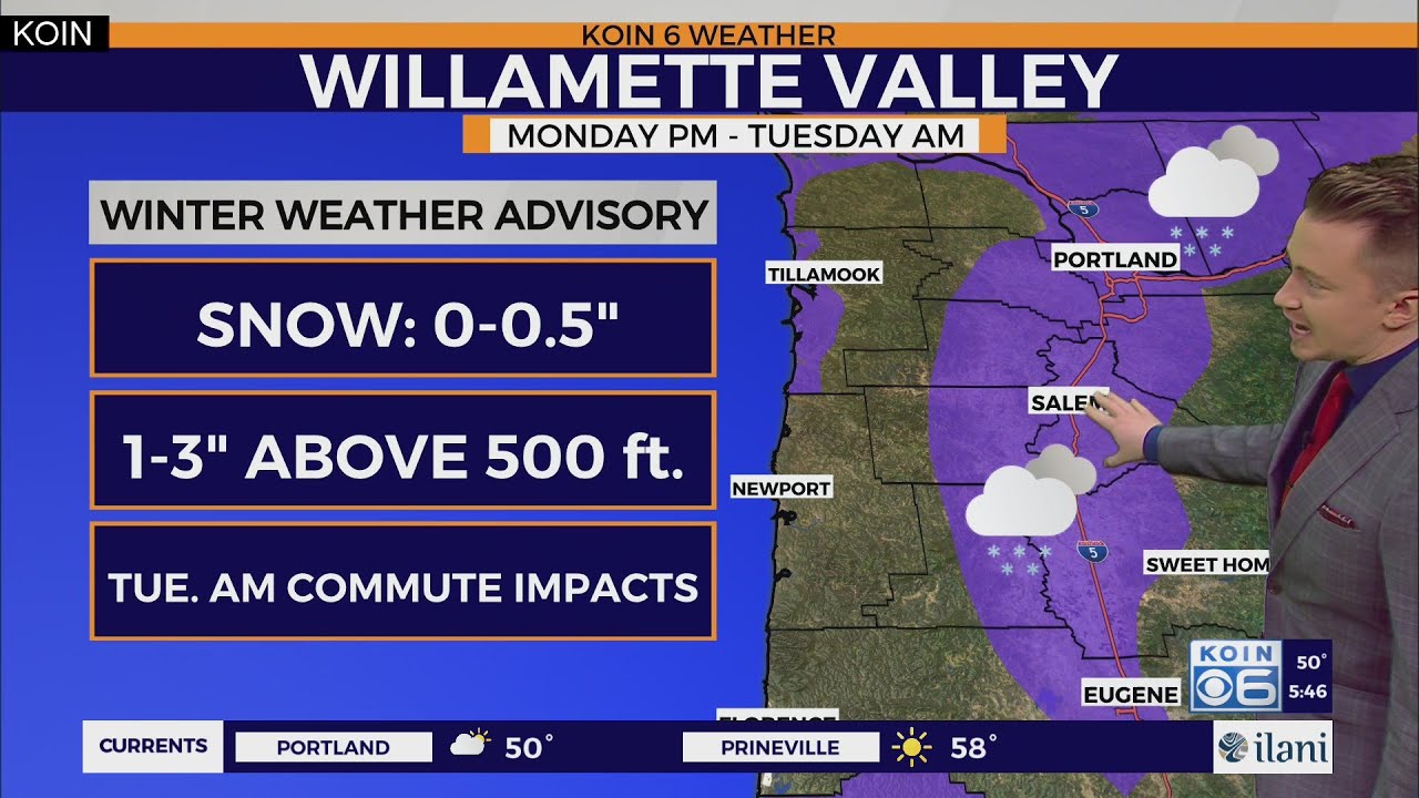 KOIN 6 Weather Forecast: Snow possible in Portland Tuesday morning ...