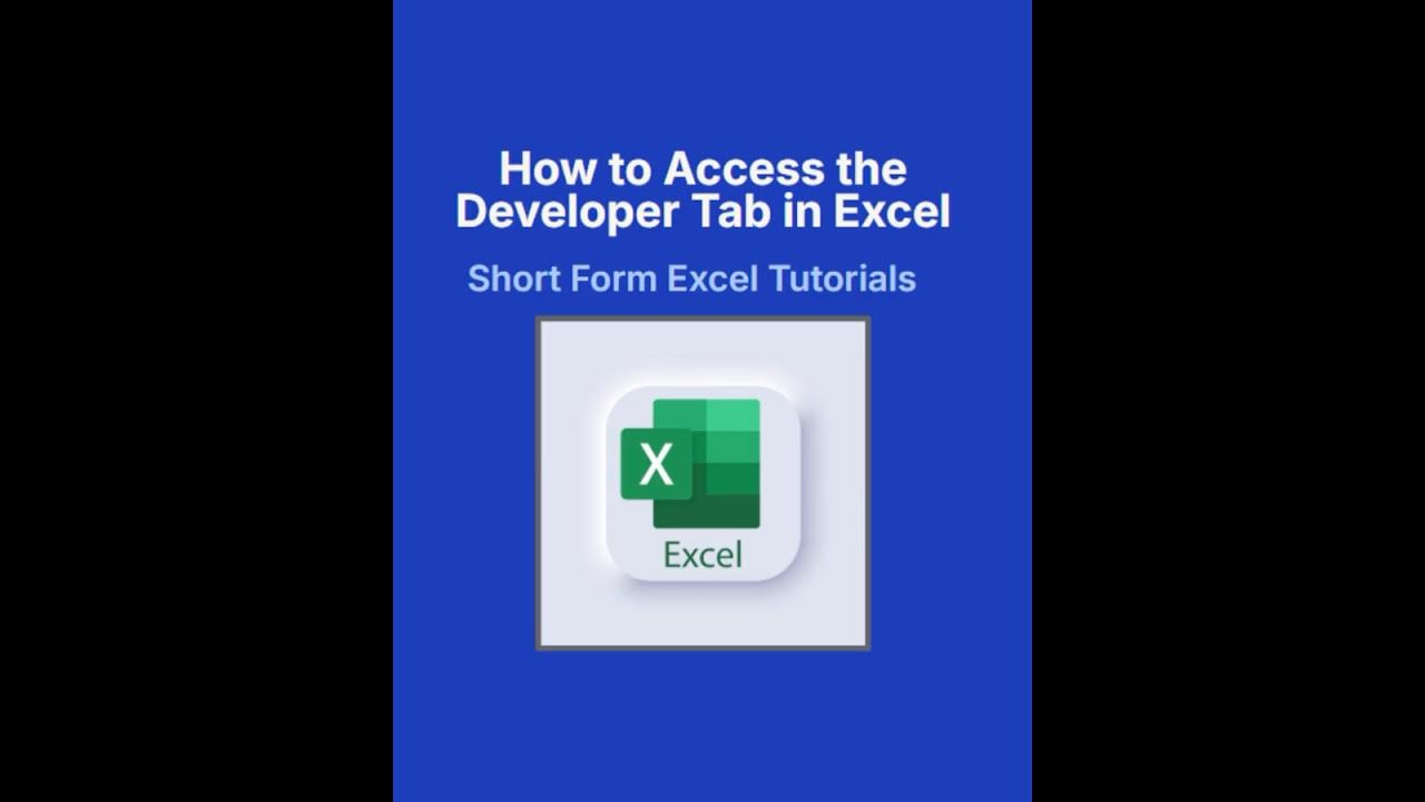 How to Add the Developer Tab in Excel (in 15 seconds) #excel #macro - YouTube