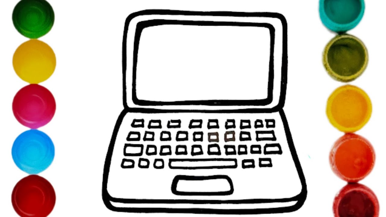 How To Draw a cute Laptop 💻 Drawing, Painting & Coloring For Kids and ...