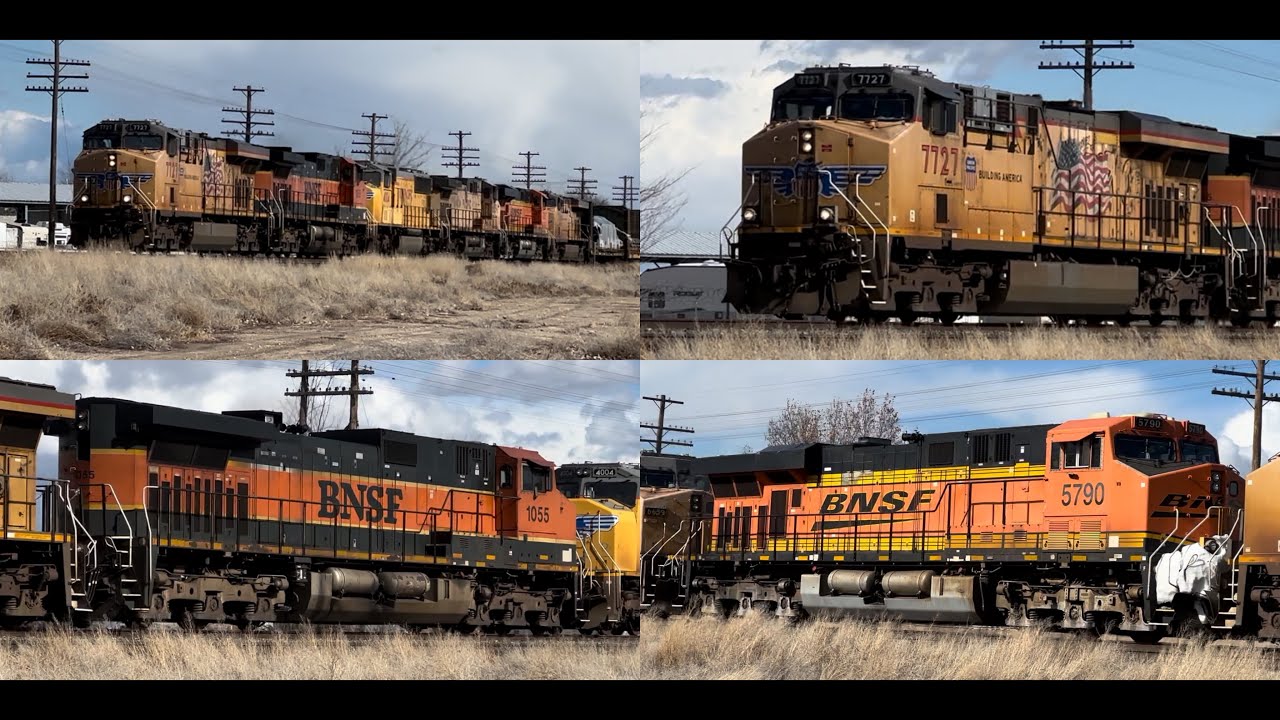 UP 7727 west with BNSF power on 3/24/2023 - YouTube