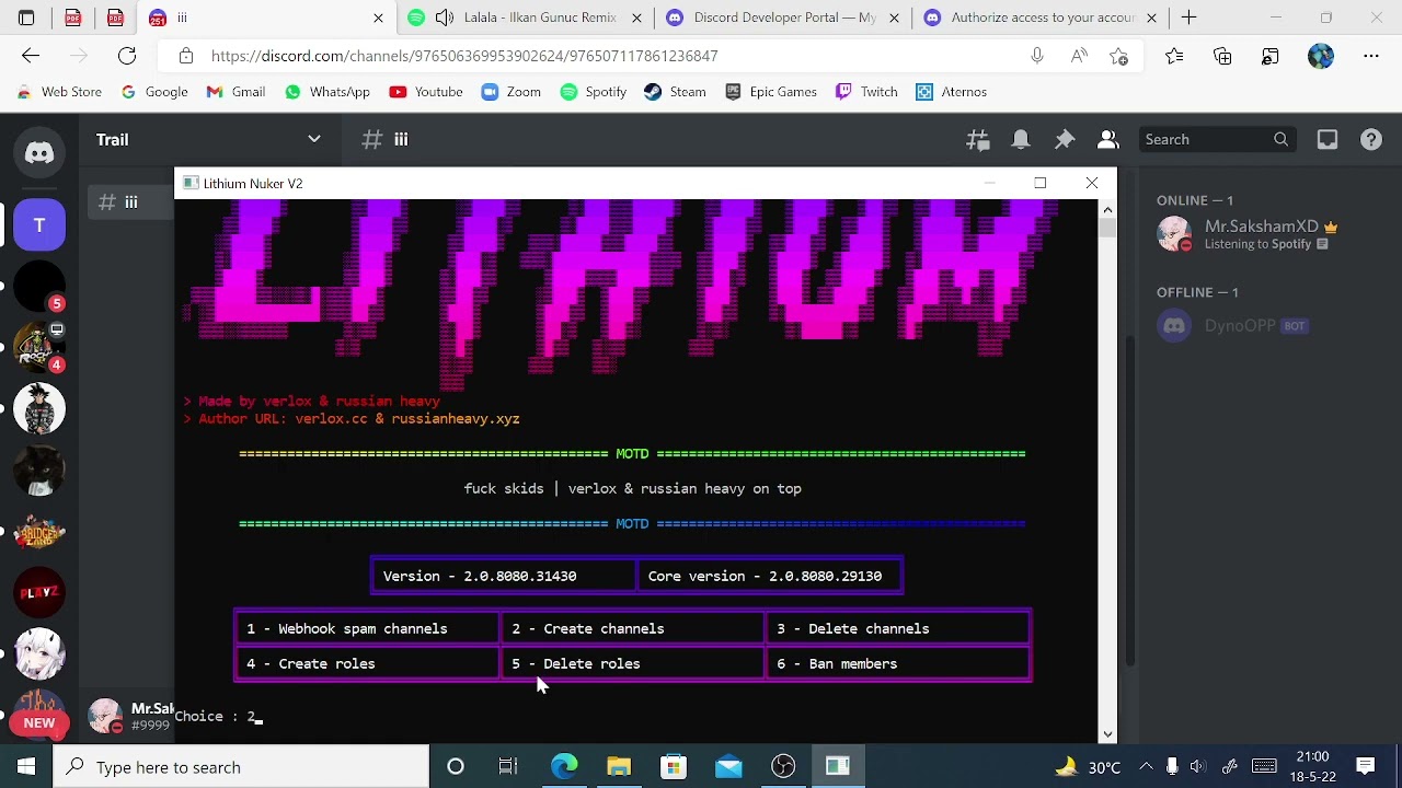 LITHIUM NUKER V2 NUKE DISCORD SERVER DELETE SERVERS EASY REALY FAST ...