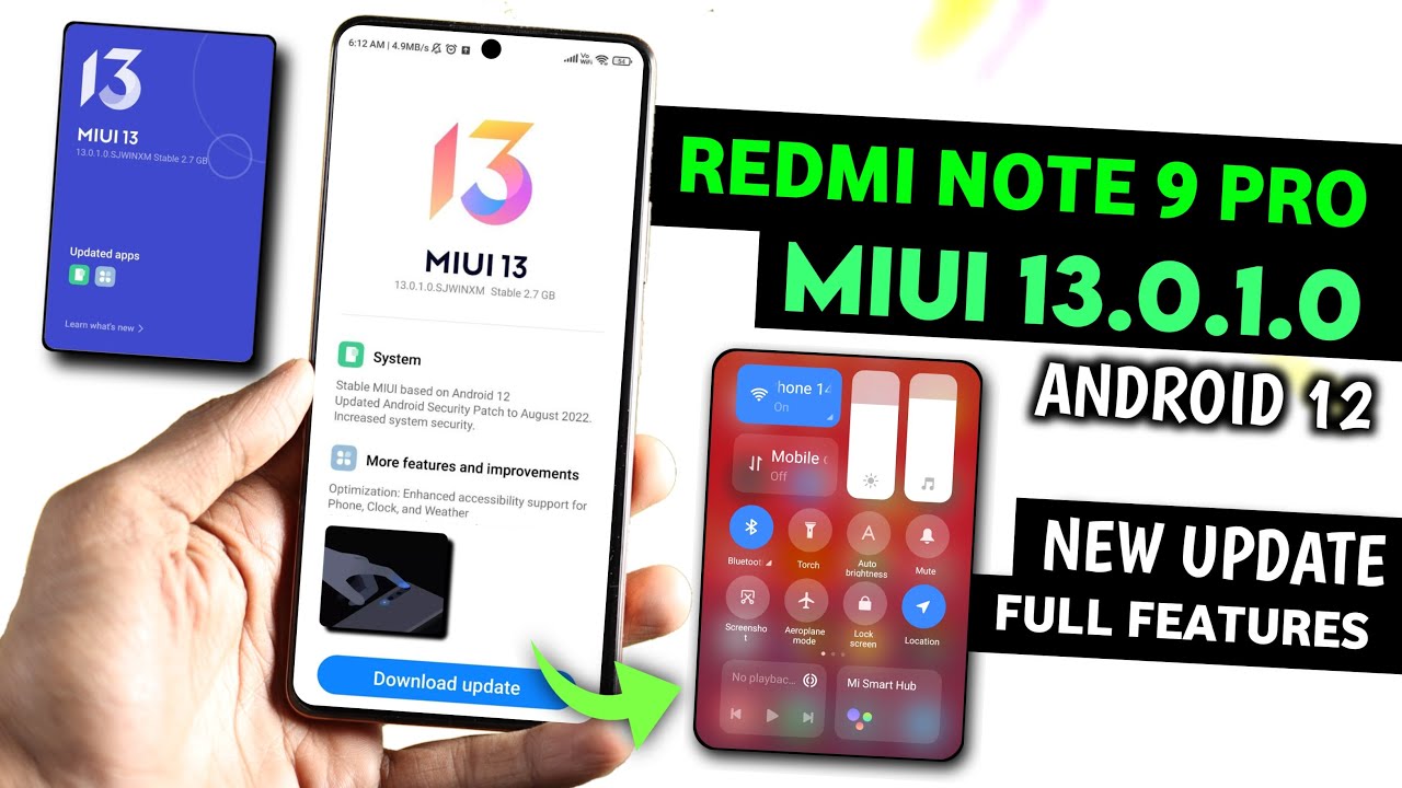 Redmi Note 9 Pro MIUI 13.0.1.0 Android 12 New Update Features & Review ...