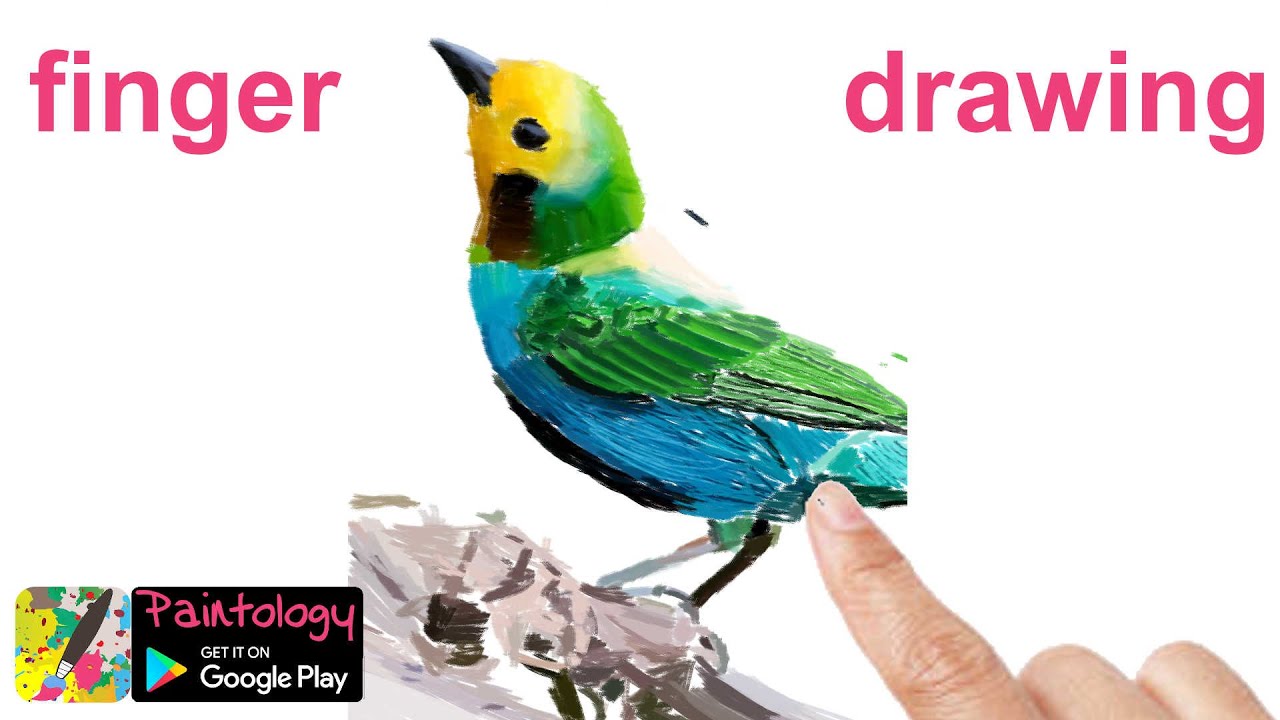 Finger drawing of a bird - super easy drawing on our Phone - YouTube