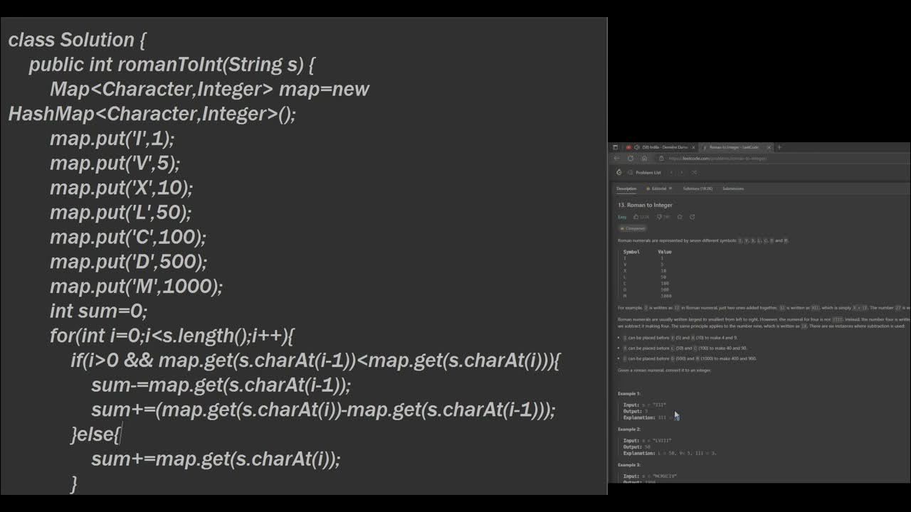 LEET CODE SOLUTIONS - Roman to Integer - YouTube