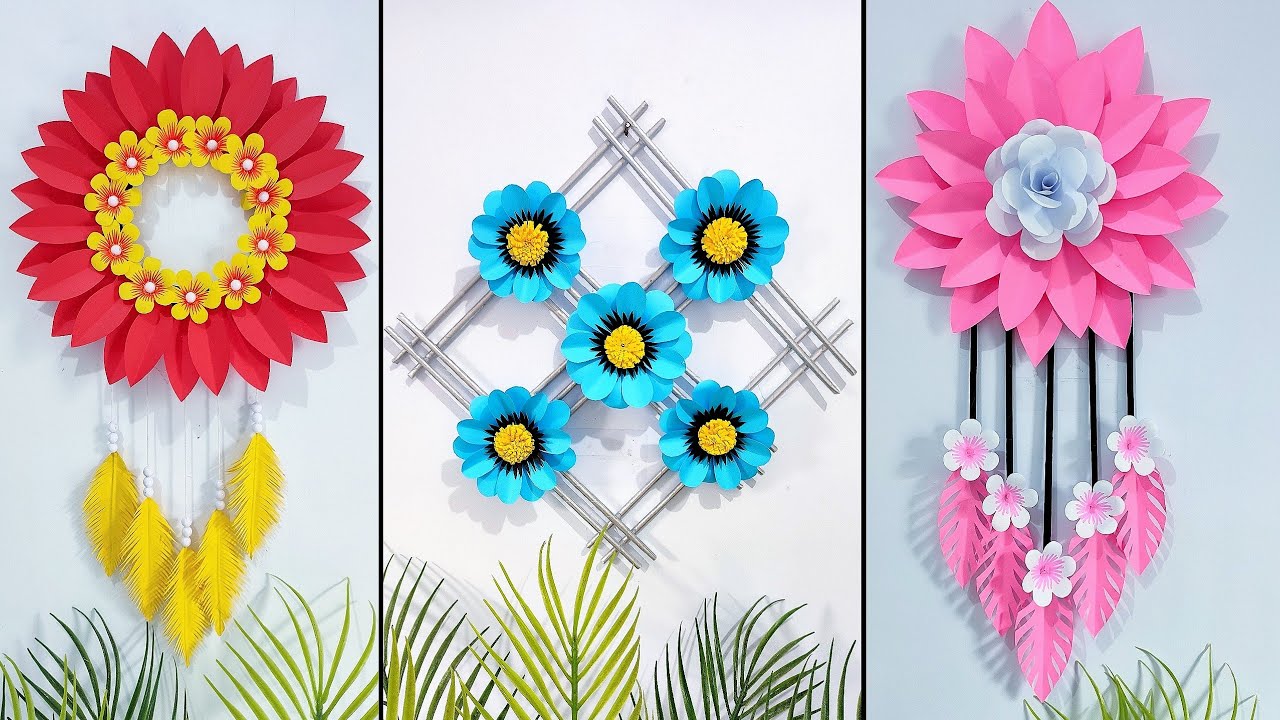 3 Best paper craft for home decor | 3 Beautiful Paper wall hanging ...