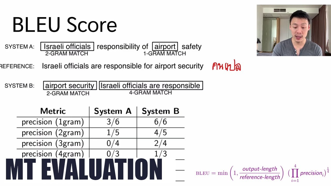 [Machine Translation - NLP] 7 Evaluation of Machine Translation - YouTube