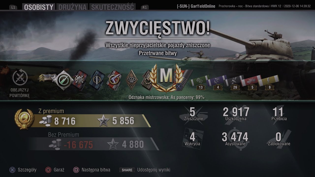 WoT Console- Hwk-12 3rd MOE Game 2x Ace Tanker Gameplay - YouTube