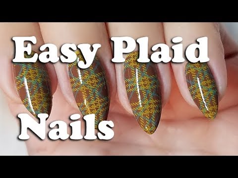 Easy Plaid Nails - stamping tutorial - YouTube