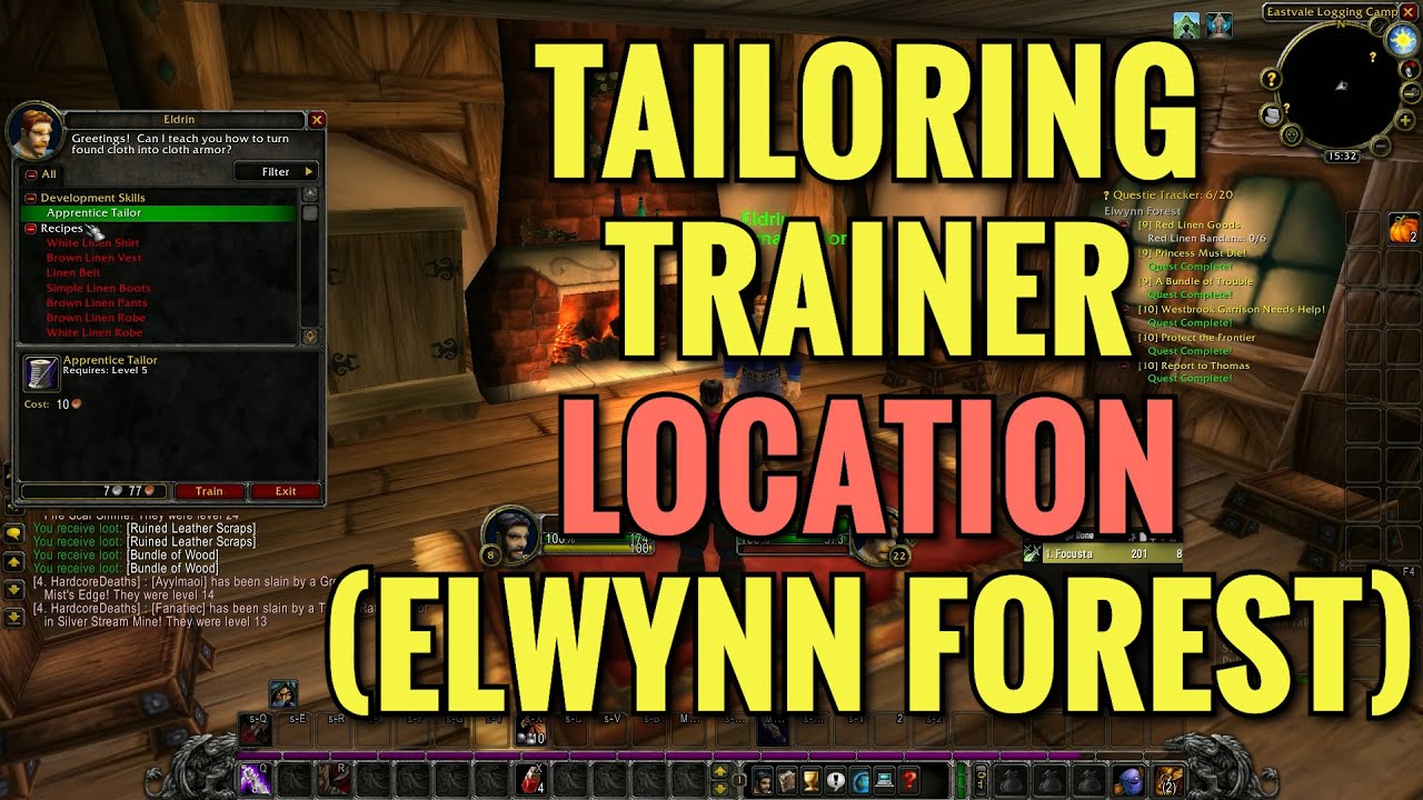 Elwynn Forest Tailoring Trainer Location (WoW Classic) - YouTube