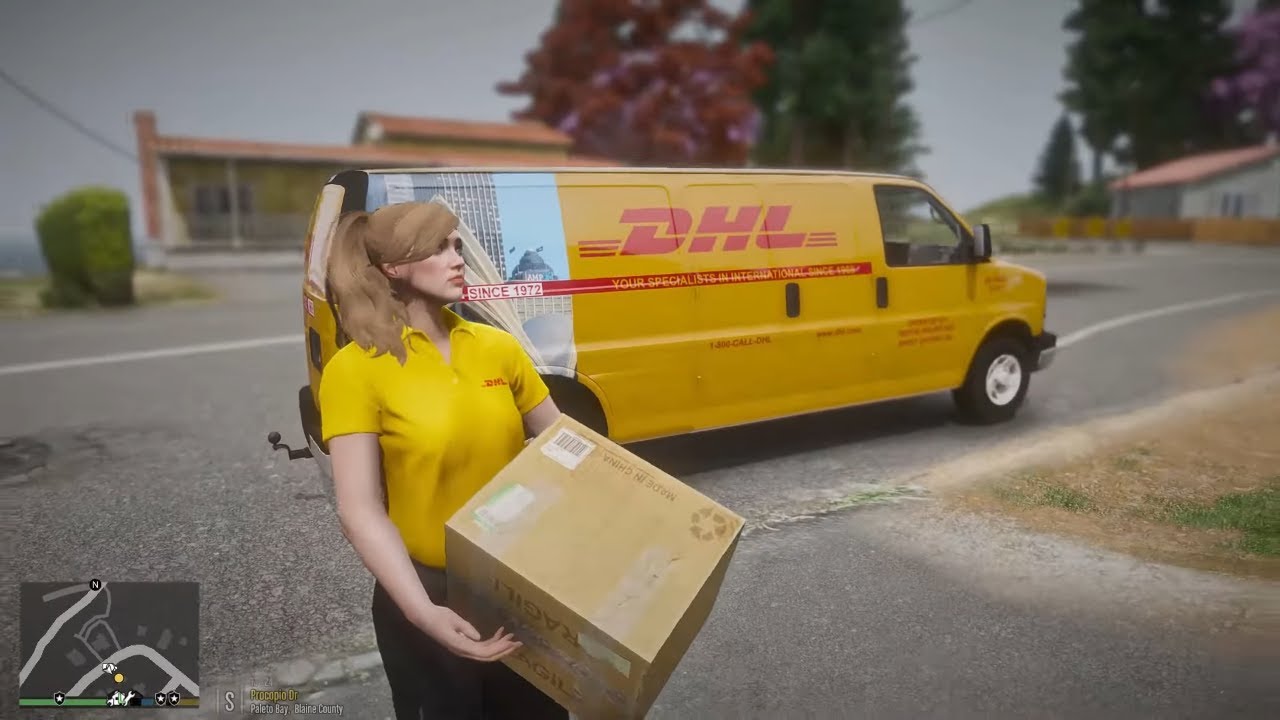Gta 5 Let's Go To Work As A Female DHL Courier Delivery Services/Job! # ...