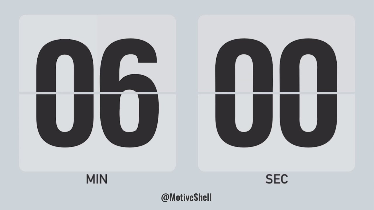 6 minutes countdown - white flip clock - YouTube