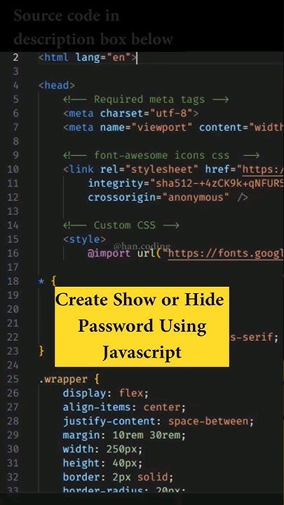 Create Showhide Password Using Javascript Youtube