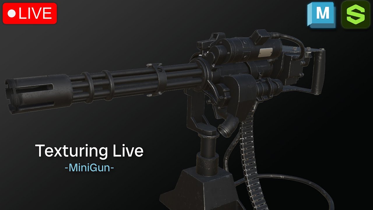 🔴 LIVE - 3D Model Texturing in Substance Painter! | Mini-Gun Project ...