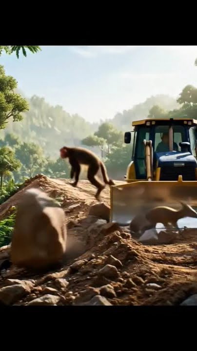 Monkey drive bulldozer - YouTube