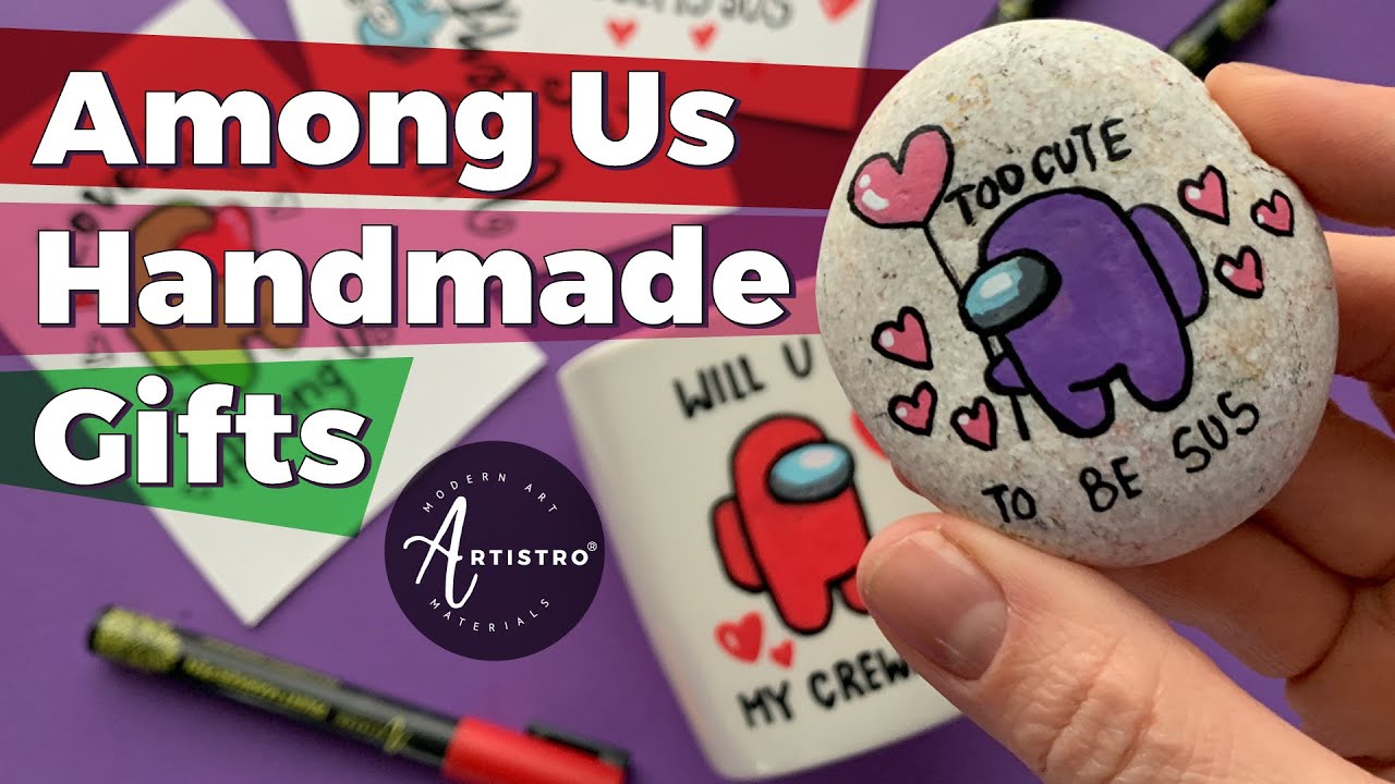How To Make Among Us Valentines Day Card, Among Us Painted Rock And Mug ...