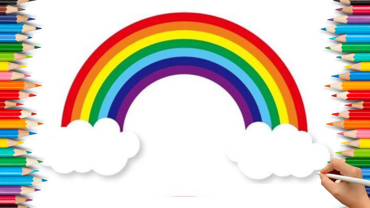 How to draw a rainbow and cloud drawing | rainbow drawing |Step by step ...