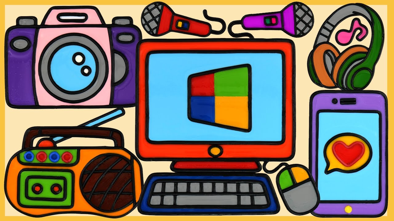Computer, Camera Jelly Painting, How to draw radio for kids | Mewarnai ...