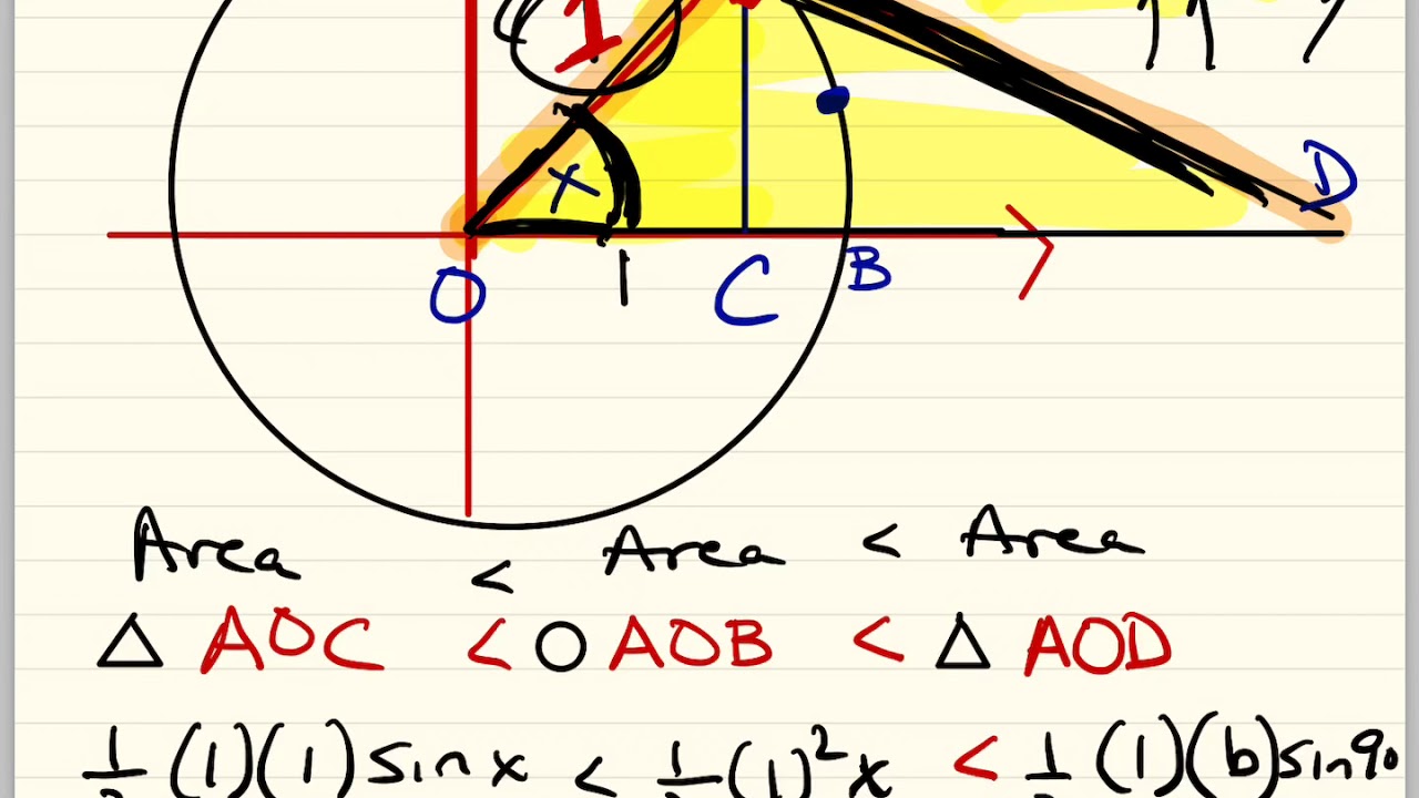 Calculus Limits Squeeze Theorem Proof Sinx X Is 1 When X Approaches Zero Youtube