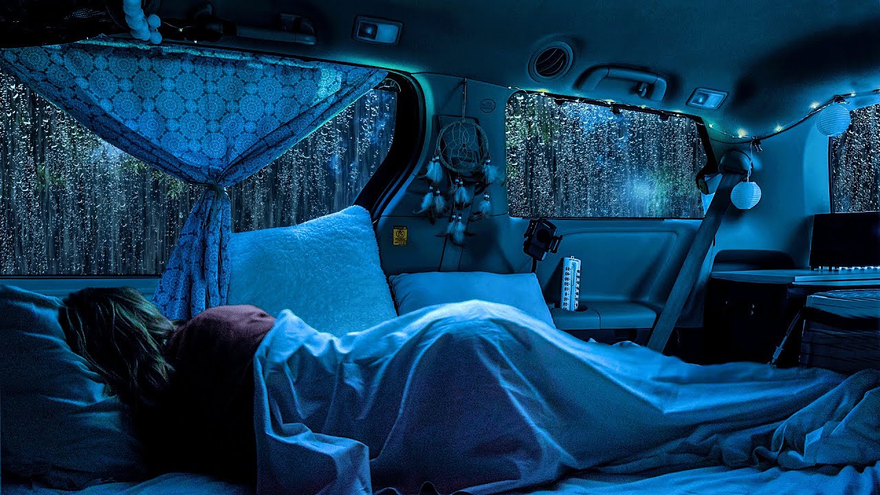 Deep Sleep Ambience: Sleep Instantly with Heavy Rain on Car, Relax ...
