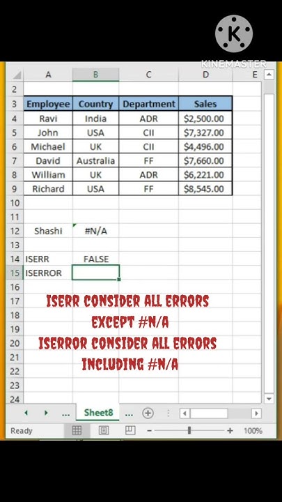 ISERR and ISERROR Difference. Excel Tips and Tricks. - YouTube