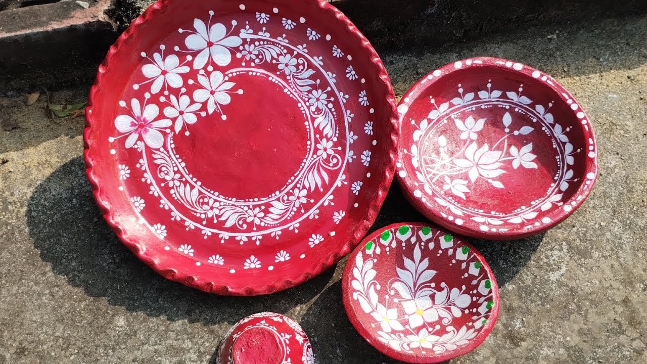matir thala bati set // matir thala bati painting @Indrani-indu155 ...