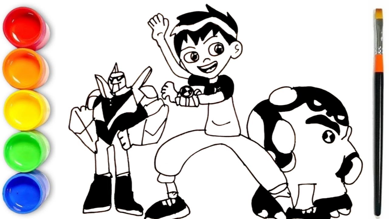 How to draw Ben 10, Ben 10 Alien Force, Cannonbolt, Dimondhead - YouTube